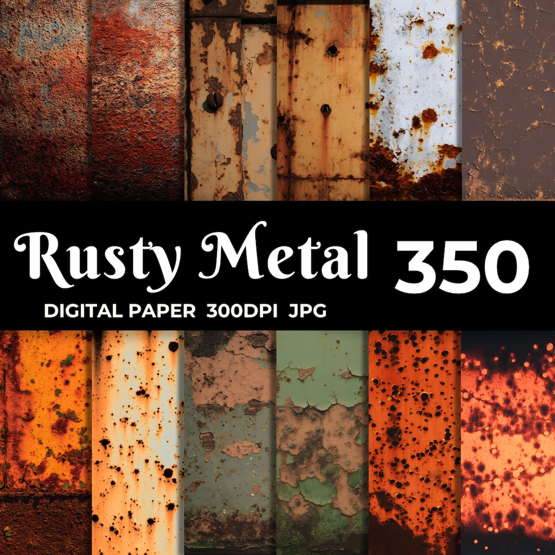 350 Rusty Metal Texture Digital Paper Pack | Grunge Industrial Rust ...