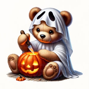 Cute Halloween Teddy Bear Clipart Png Set for Sublimation Commercial ...
