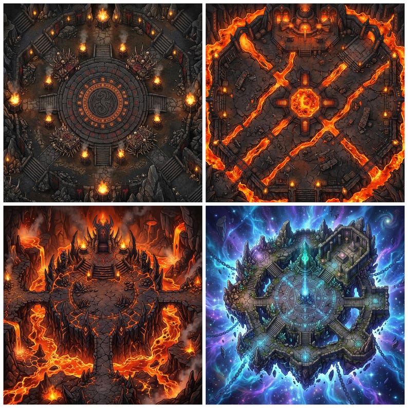 Boss Arena Battle Map Bundle 50 Maps 3600x3600 JPG | Fantasy RPG Boss ...