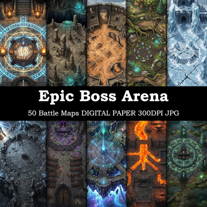 Boss Arena Battle Map Bundle 50 Maps 3600x3600 JPG | Fantasy RPG Boss ...