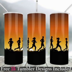 Silhouette Running Tumbler Wrap Png Tumbler Sublimation Marathon 20oz ...