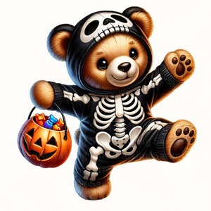 Cute Halloween Teddy Bear Clipart Png Set for Sublimation Commercial ...