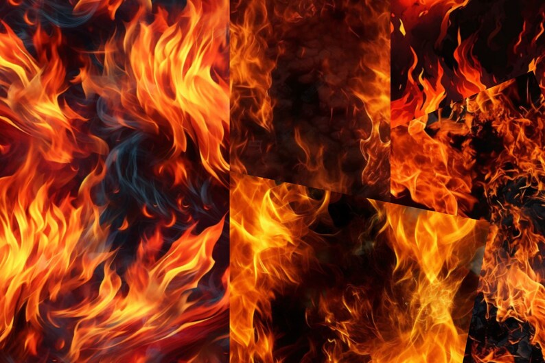 Seamless Fire Digital Paper| Flame Graphics | Flames Frame Printable ...