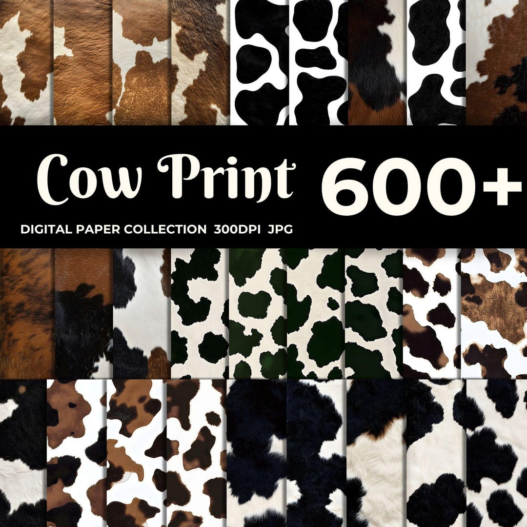 600+ Cow Print Digital Textures – Realistic Black, Brown, Cowskin ...