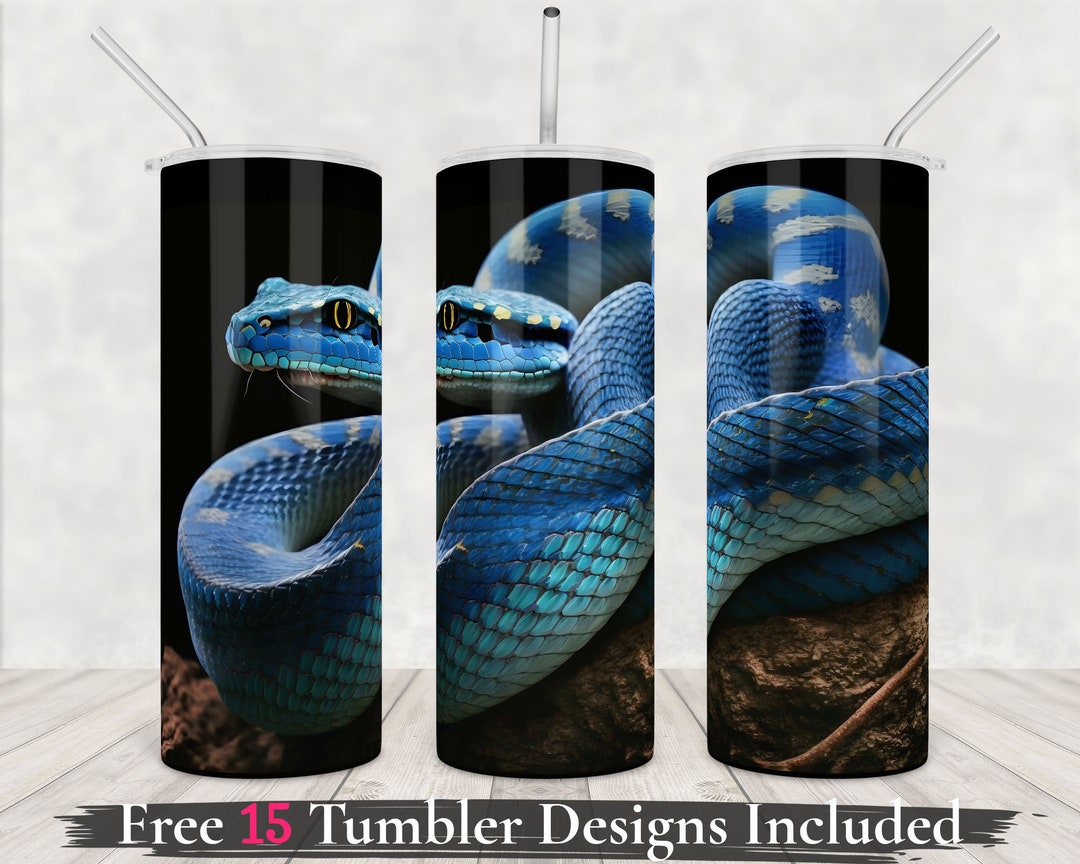 Blue Viper Snake Tumbler Wrap Png Sublimation Reptile Snake Design 20oz ...