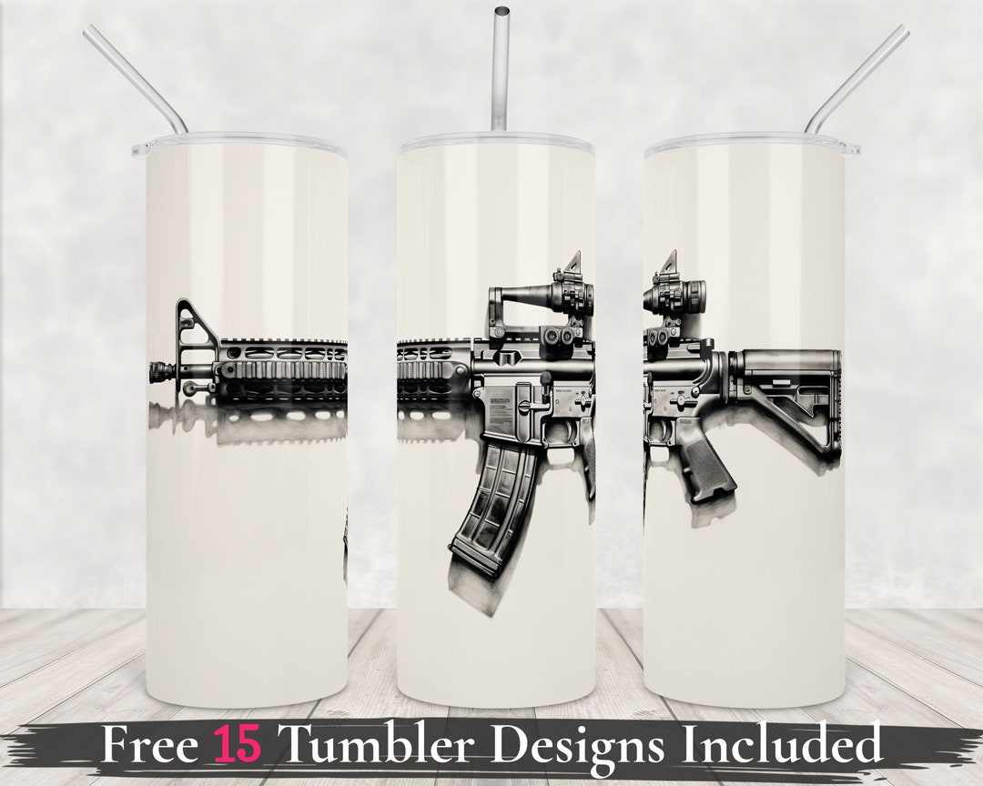 Gun Tumbler Wrap Png Sublimation 20oz Skinny Tumbler Handgun Bullet ...