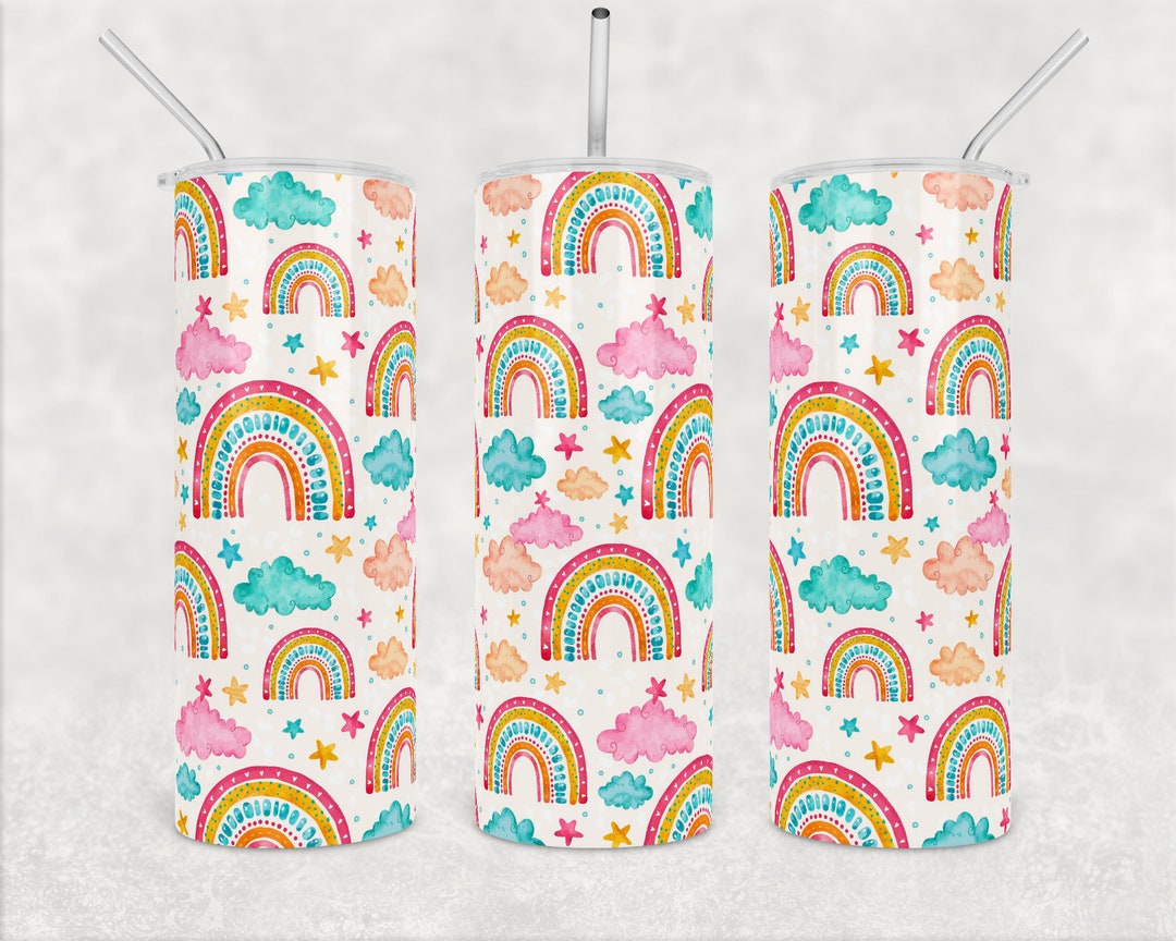 Rainbow Tumbler Wrap Png 20oz Skinny Tumbler Pastel Straight Tapered ...