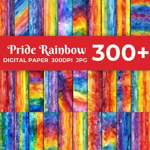 300 Pride Rainbow Digital Paper Watercolor Printable Bundle Digital ...