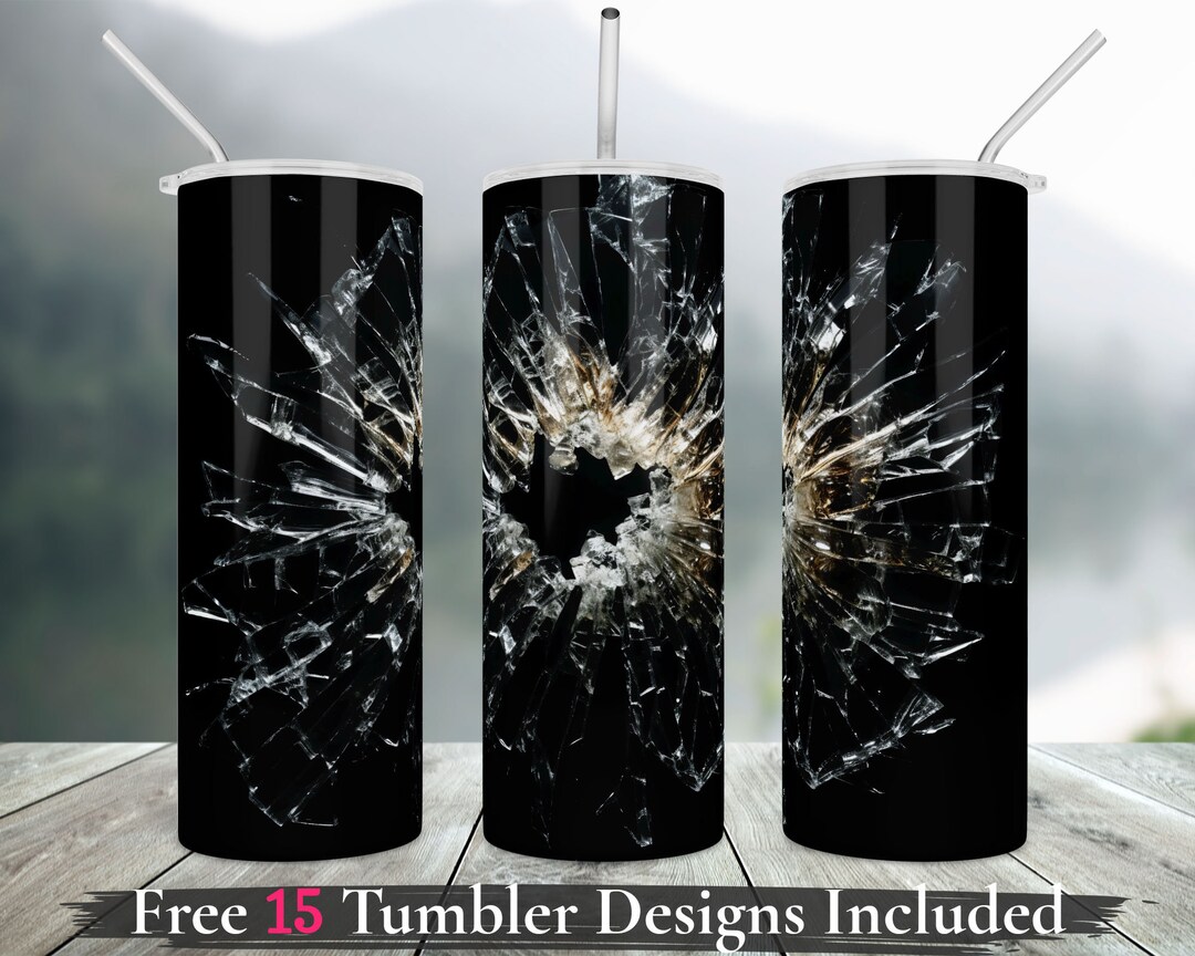 Broken Glass Tumbler Sublimation Png Wrap 20oz Skinny Tumbler Shattered ...