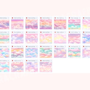 Pastel Cloud Bundle Digital Paper Seamless Colorful Cloud Sky ...