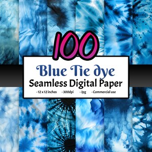 100 Seamless Design Blue Tie Dye Watercolor Printable Bundle Digital ...