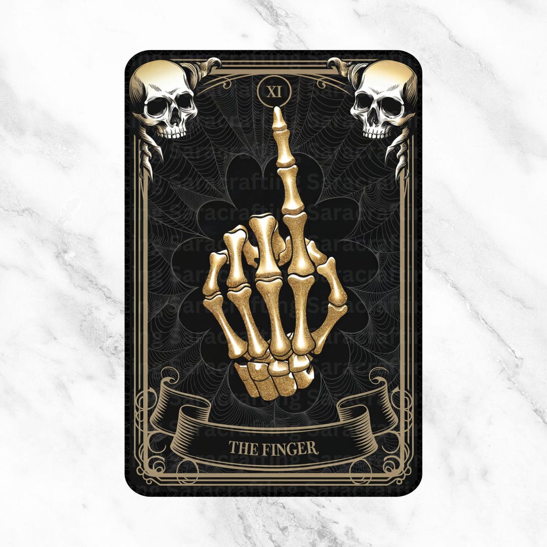 Gold Skeleton Hand Tarot Card Middle Finger Clipart, Gothic Skull ...