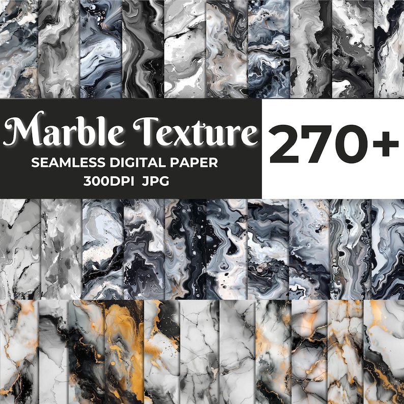 270 Seamless Design Marble Texture Printable Bundle Digital Paper 12 ...