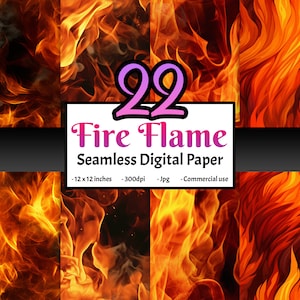 Seamless Fire Digital Paper| Flame Graphics | Flames Frame Printable ...