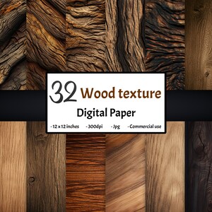 Wood Texture Bundle Digital Paper Printable Scrapbook Background 12 ...