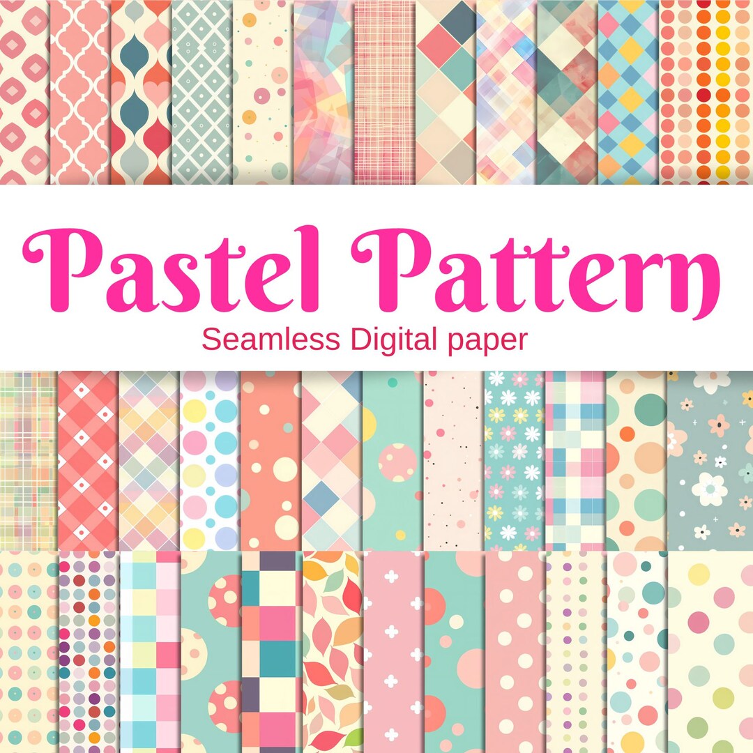 36 Seamless Design Pastel Pattern Background Printable Bundle Digital ...