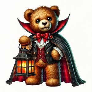 Cute Halloween Teddy Bear Clipart Png Set for Sublimation Commercial ...