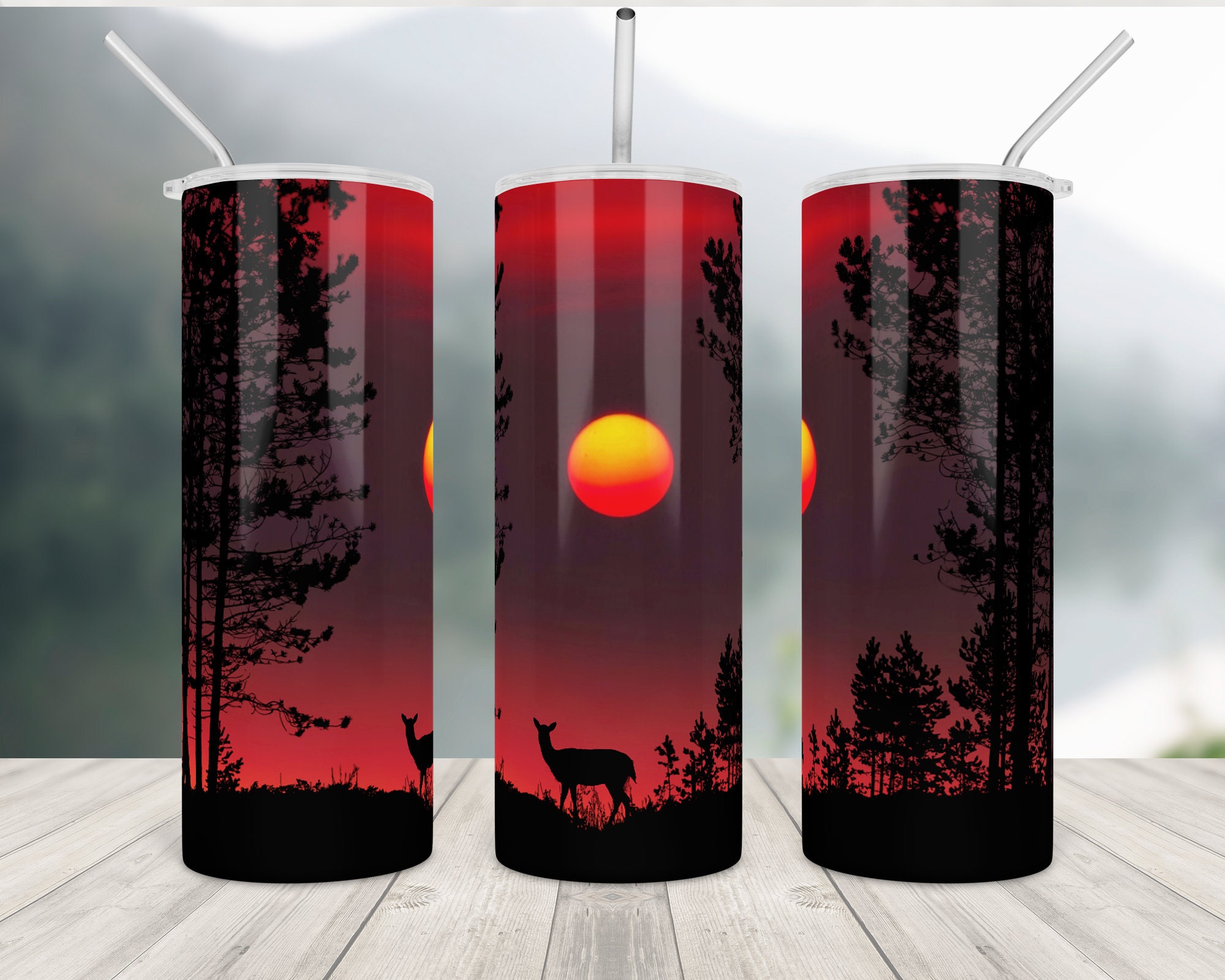 Deer Tumbler Png Sublimation Design 20 Oz Cute Animal Deer | Etsy