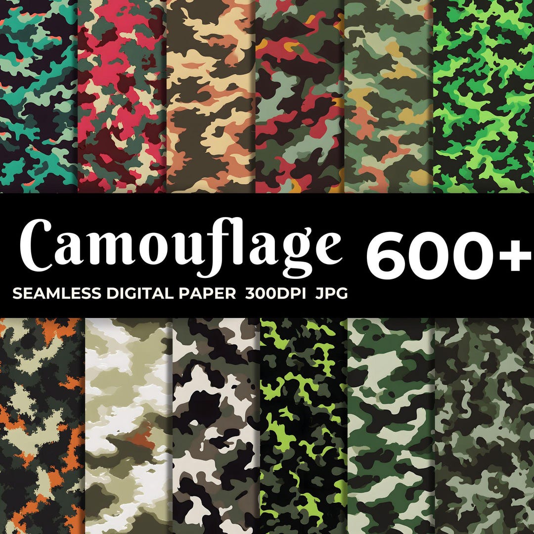600+ Camouflage Digital Paper Pack, Army, Jungle & Urban Camo Patterns ...