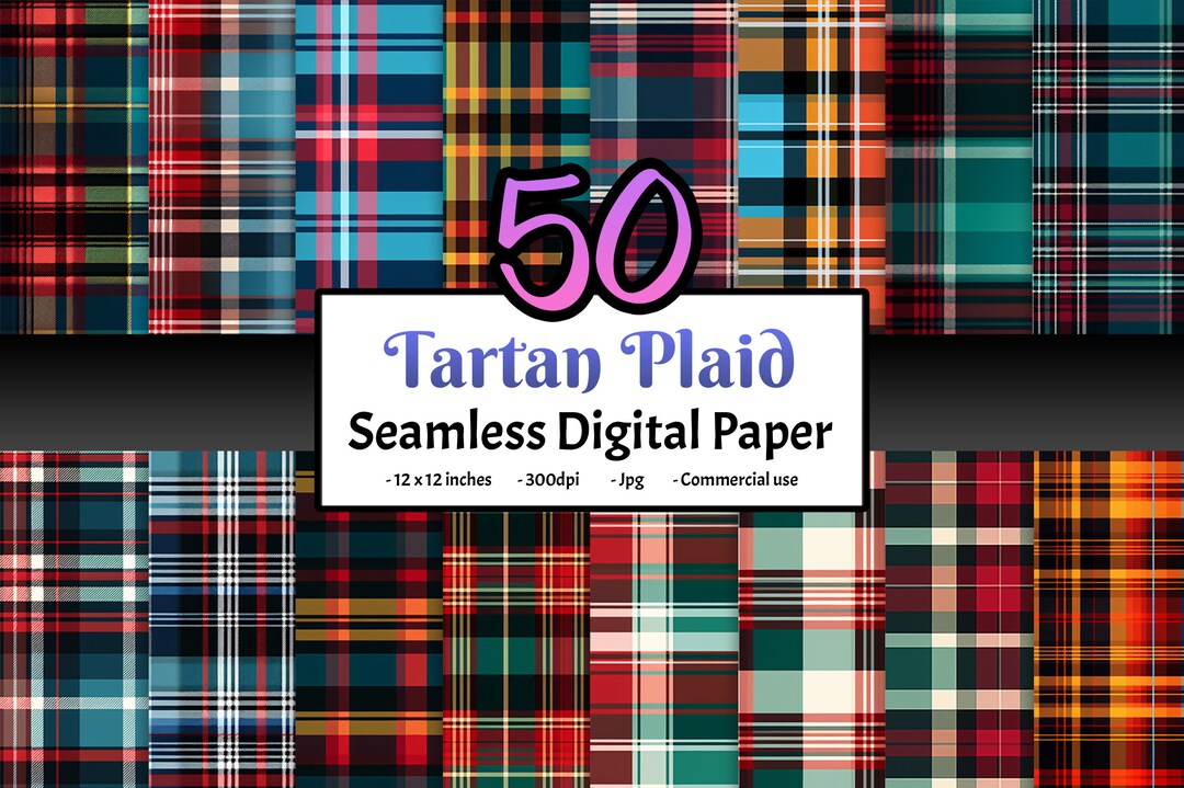 Seamless Tartan Plaid Digital Paper Texture Clipart. Scottish Plaid ...
