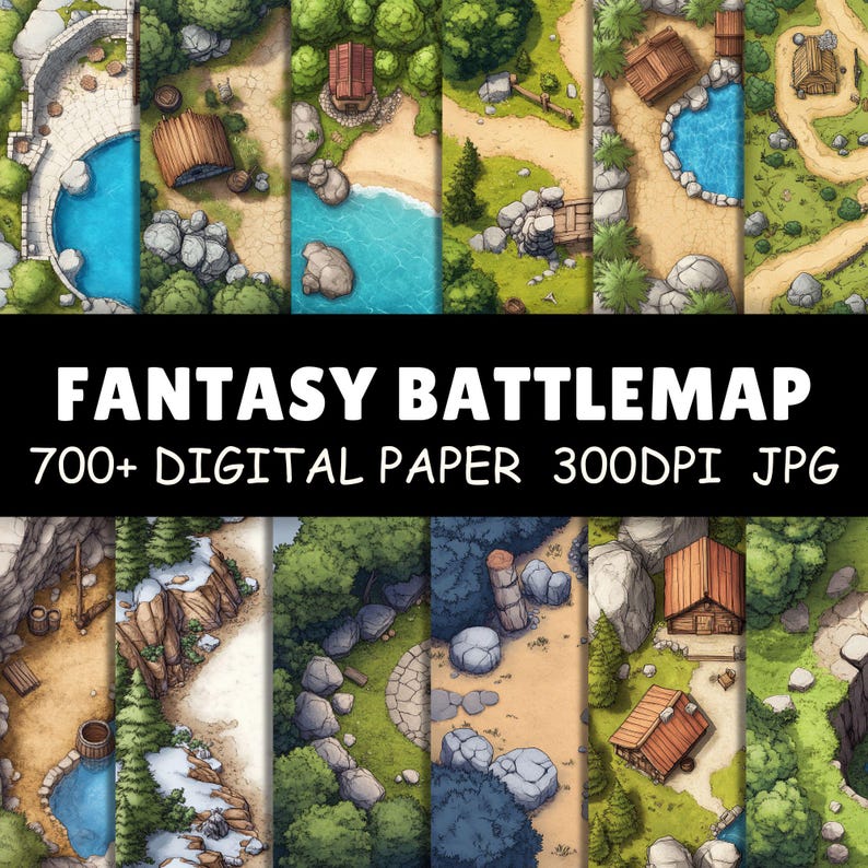 700+ Fantasy Battlemap Digital Paper Bundle | Dnd RPG Terrain Maps ...