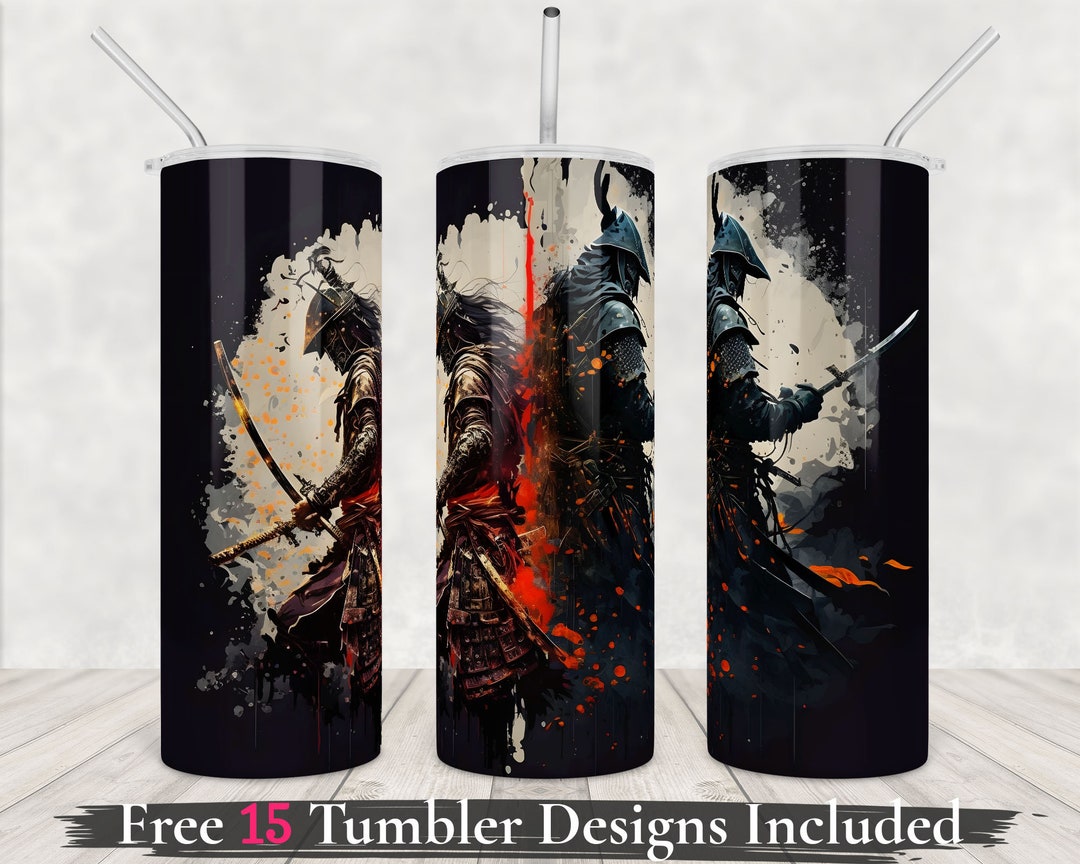 Samurai Tumbler Wrap Png Sublimation Japanese Warrior 20oz Skinny ...