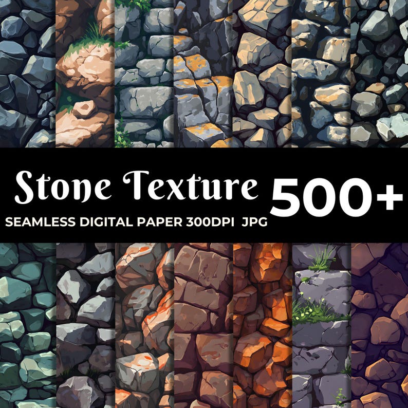 550+ Stone Texture Digital Paper Pack | Seamless Fantasy Ground and ...