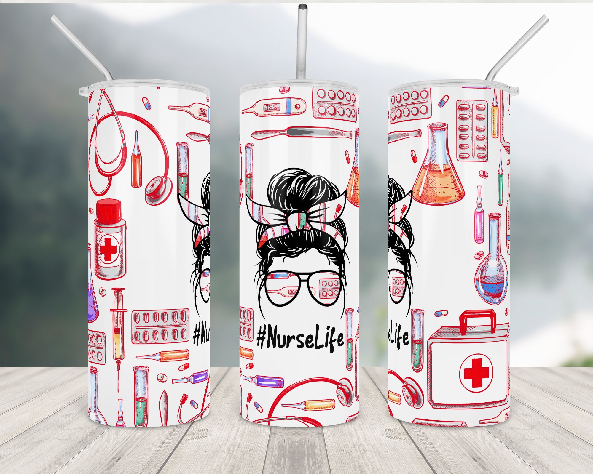 Nurse Life Tumbler Sublimation Design Download Pattern Etsy