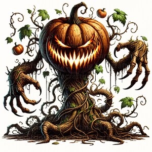 Evil Pumpkin Monster Clipart Bundle for Sublimation Halloween Scary ...