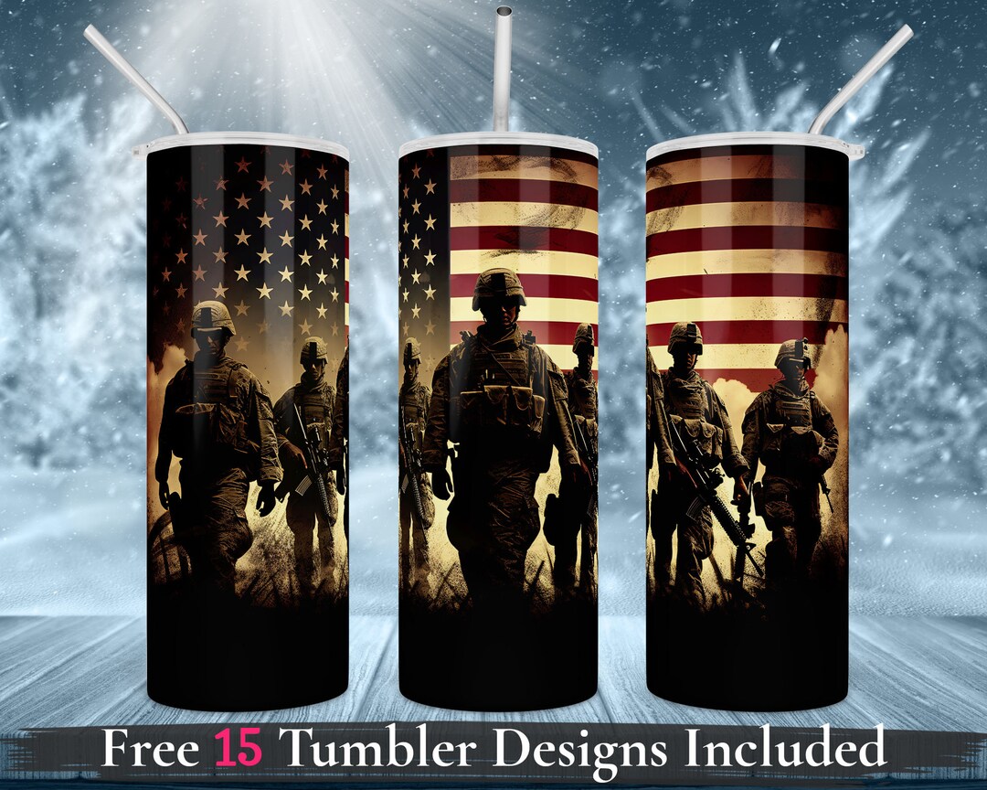Us Army Soldier Marine Tumbler Wrap Png Marine Ship 20oz Skinny Tumbler ...