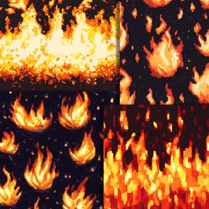 200+ Fire Pixel Art Flames Pack | Animated Fire Sprite Sheet for Game ...