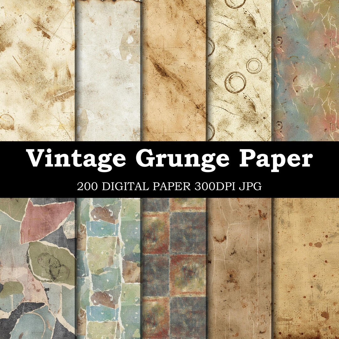Vintage Grunge Paper Digital Bundle 200 Designs 3600x3600 JPG | Aged ...