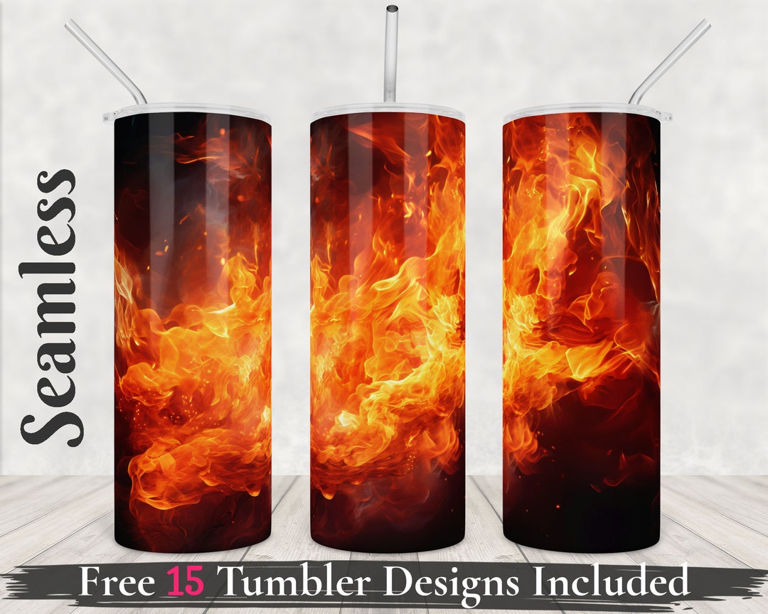 Seamless Fire Tumbler Png Wrap 20oz Skinny Tumbler Sublimation Flame ...