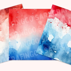 32 Blue Red Patriotic Watercolor Background Bundle Digital Paper 300 ...