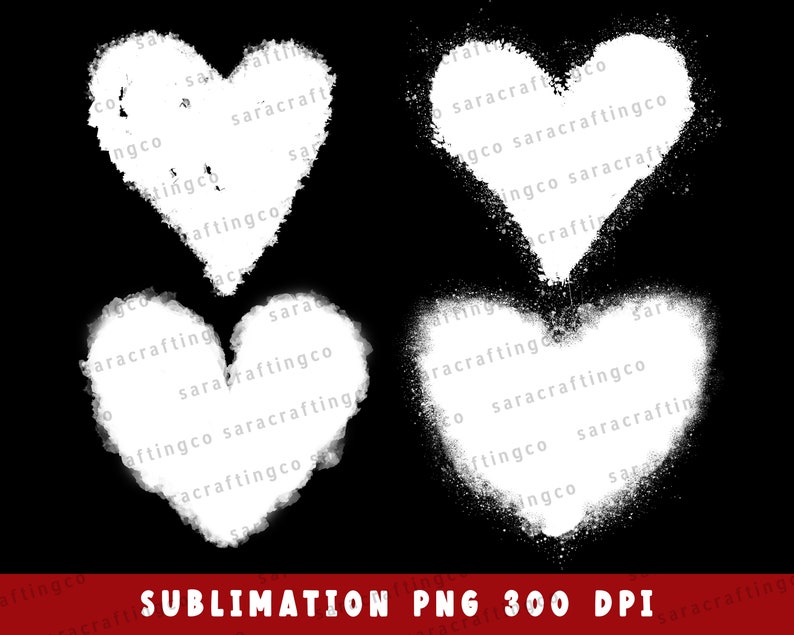 Heart Bleach Effect PNG Clipart Bundle Bleach Splash Brush - Etsy