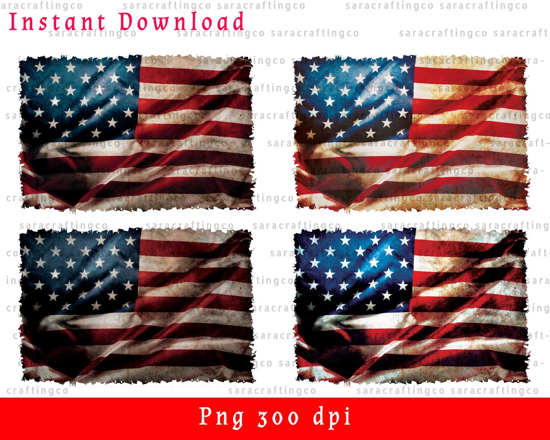 American Flag Png 4 Flag Bundle USA Flag Clipart Sublimation Design ...
