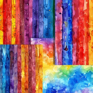 300 Pride Rainbow Digital Paper Watercolor Printable Bundle Digital ...