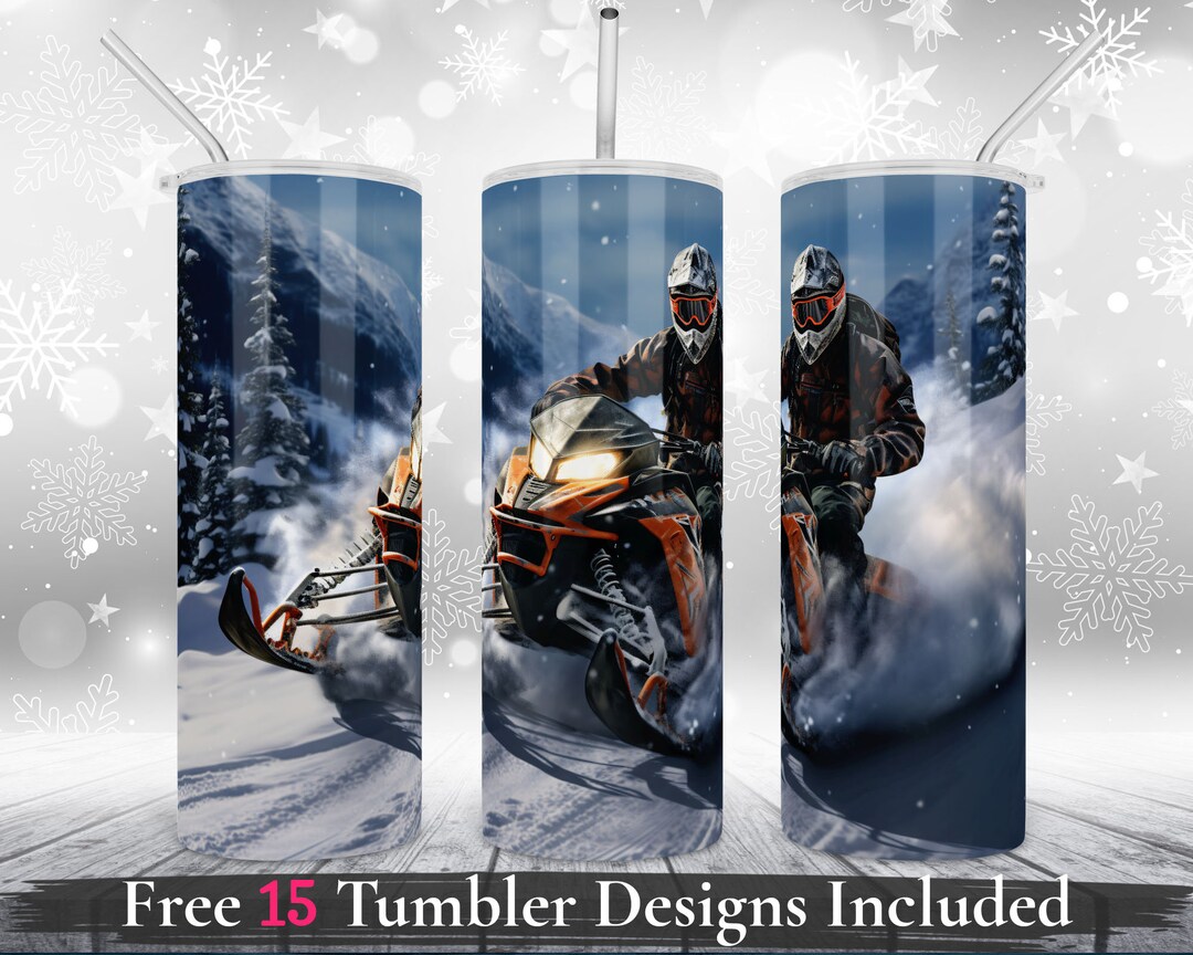 Snowmobile Tumbler Wrap Png 20oz Skinny Tumbler, Winter Vibes Straight ...