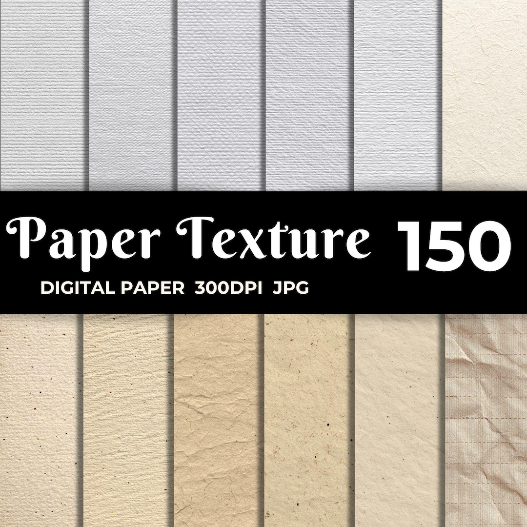 150 White Neutral Paper Texture Digital Paper Pack | Wrinkled, Smooth ...