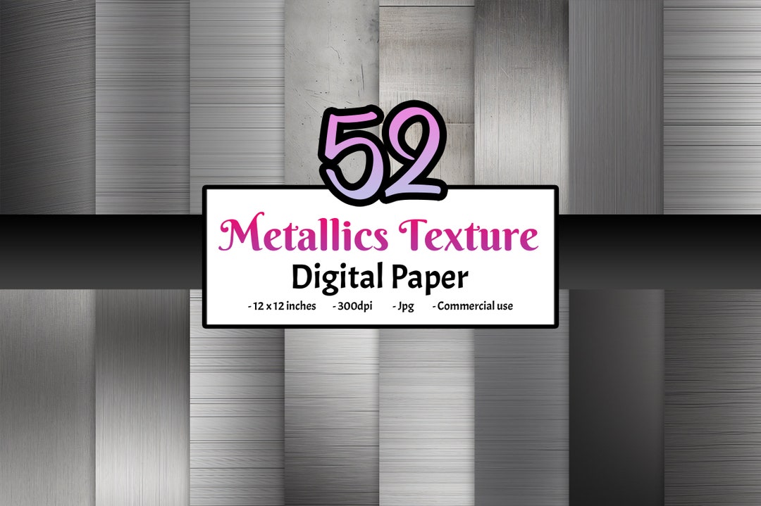 Silver and Black Metallic Digital Paper | 100 Pack of Gold | Scrapbook ...