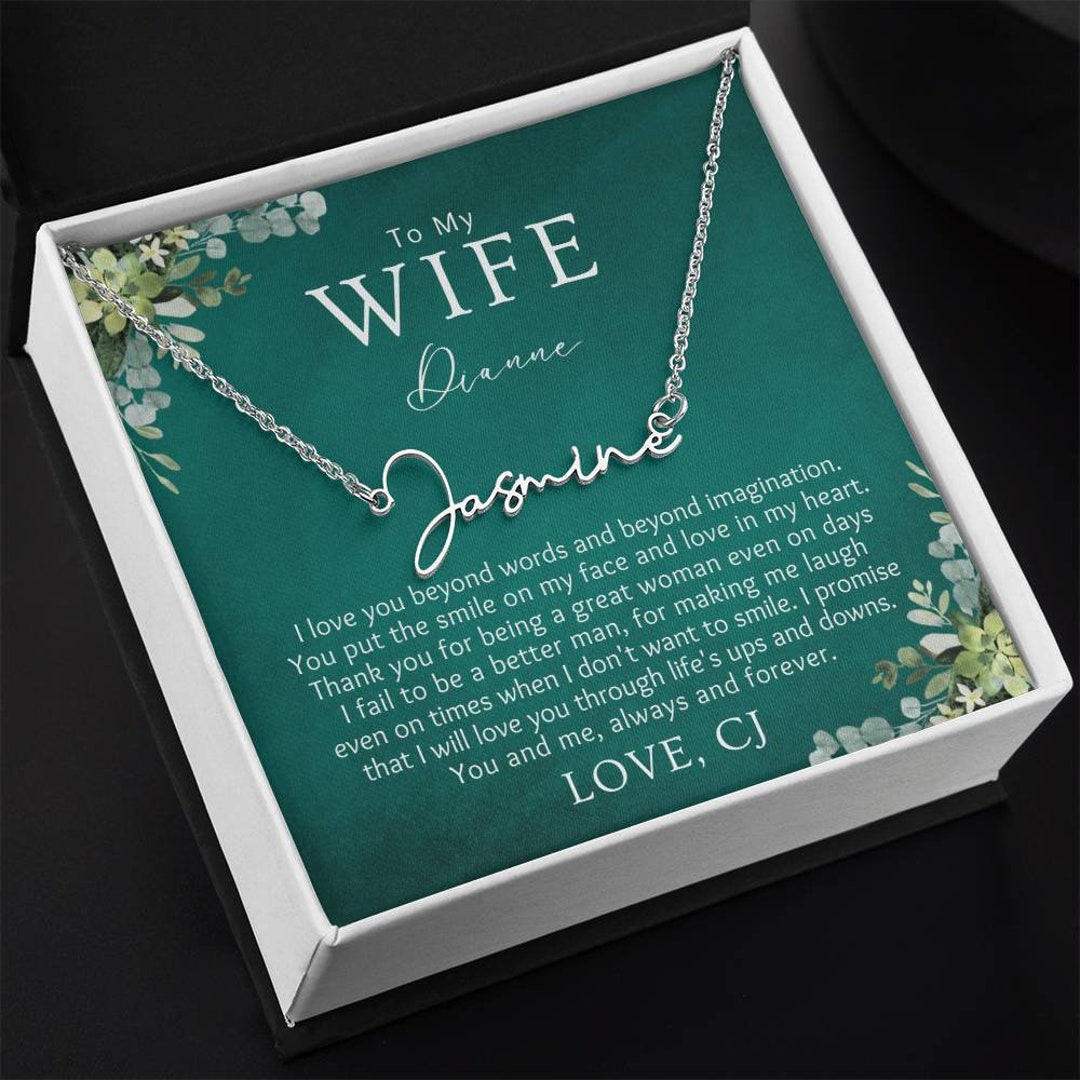 Wife Necklace Personalized Message Card to My Wife Gift - Etsy Canada