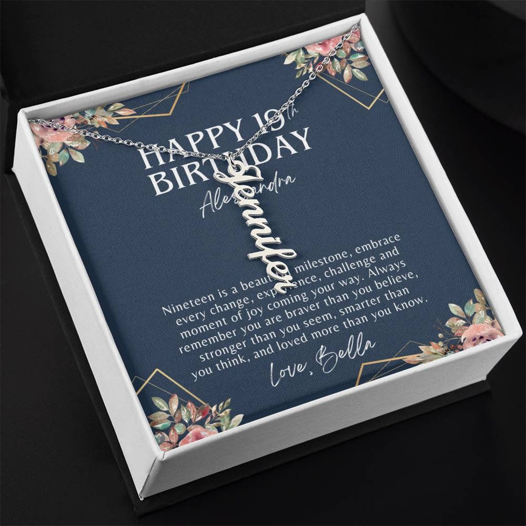 19th Birthday Girl Necklace Personalized Happy 19th Birthday Message ...