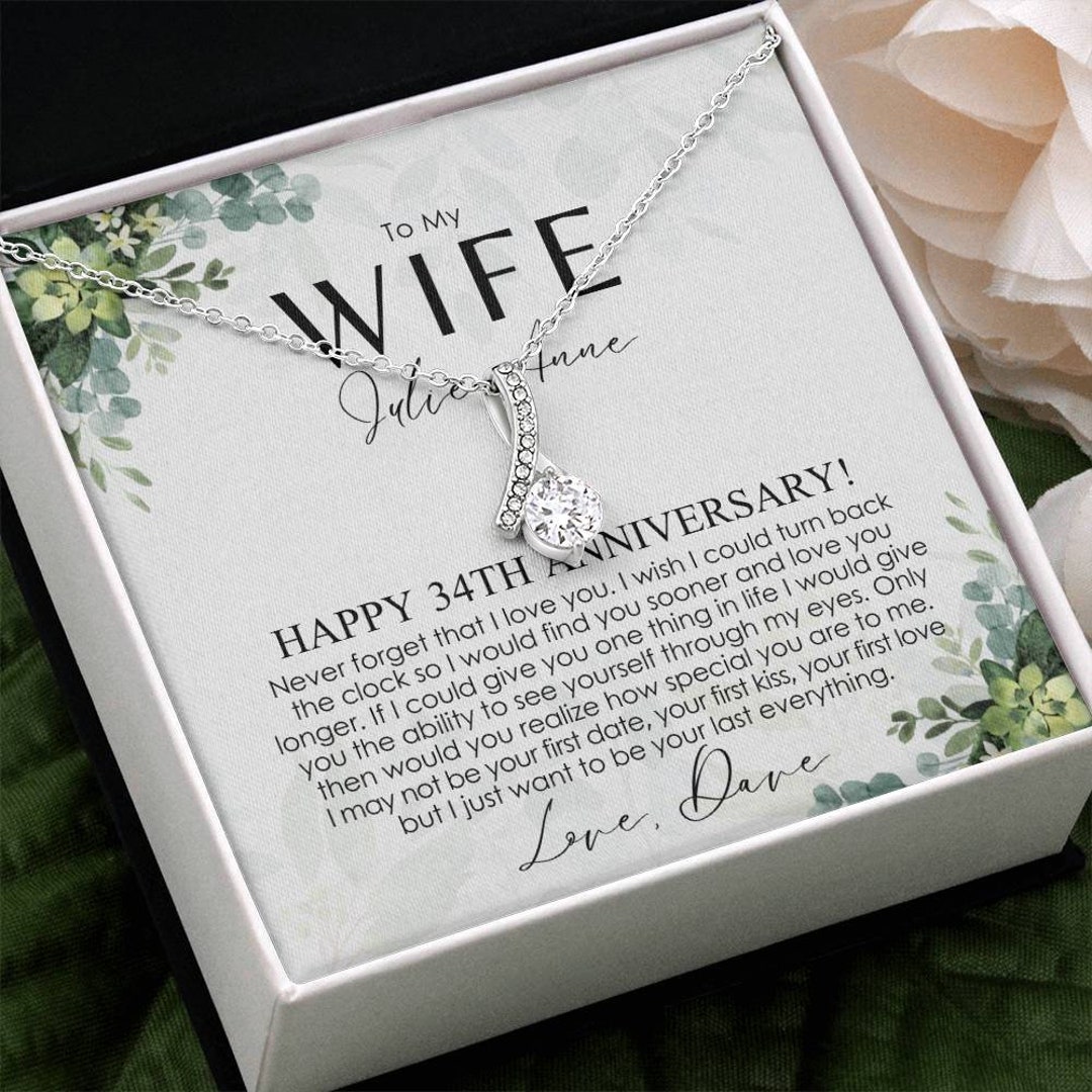 34th Anniversary Gift for Wife, 34 Year Wedding Anniversary Necklace ...