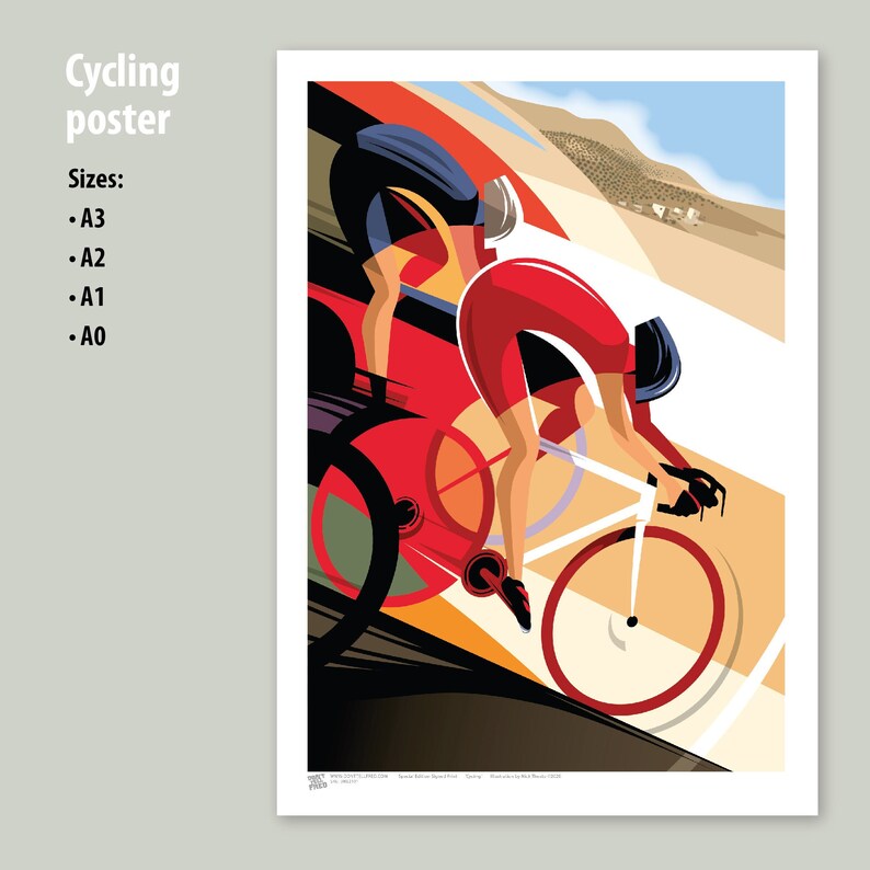 CYCLING Poster, A3, A2, A1, A0, Cycling, Bike, Bicycle, Cycle, Cyclist ...