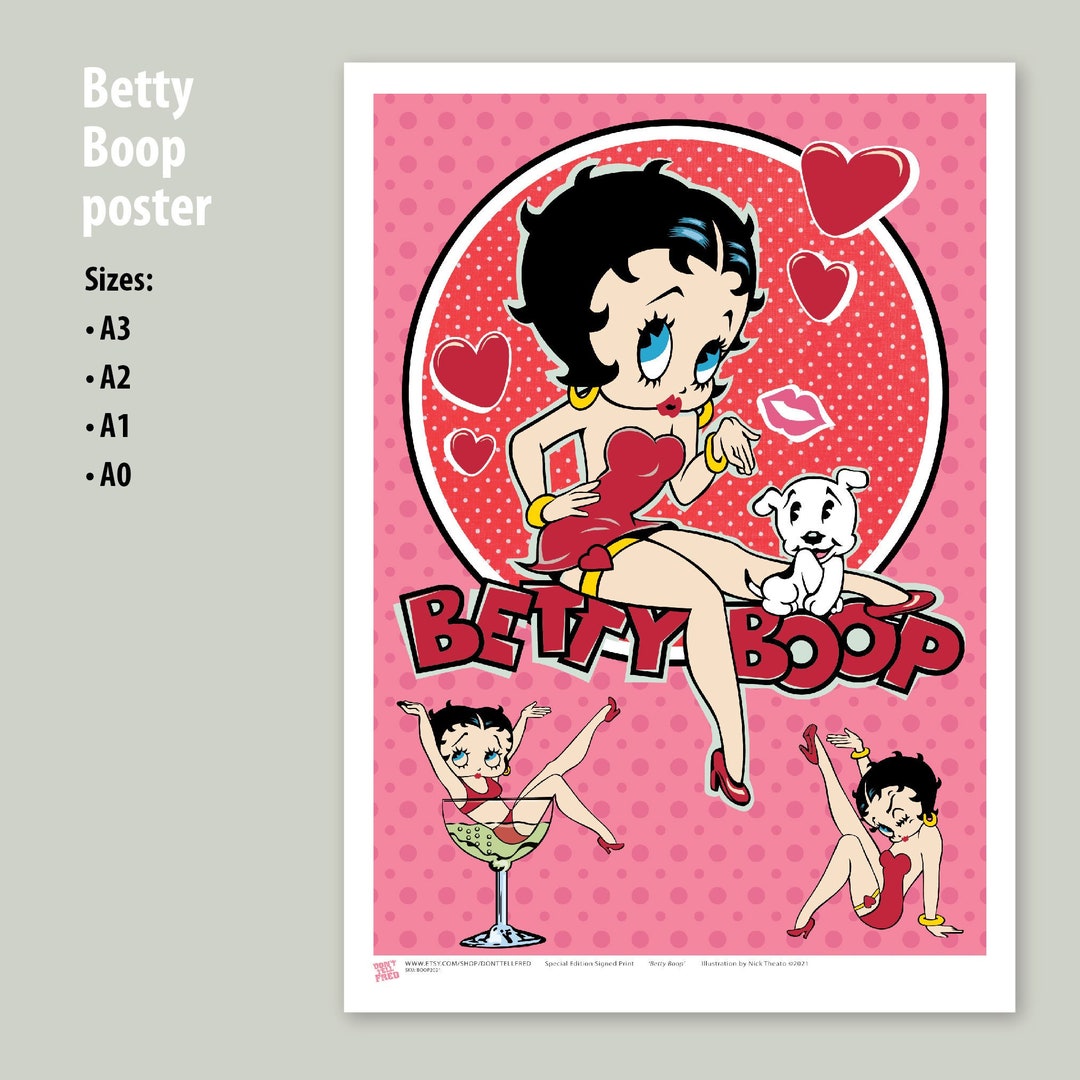BETTY BOOP Poster, A3, A2, A1, A0, Betty Boop, Betty Boop Cartoon ...