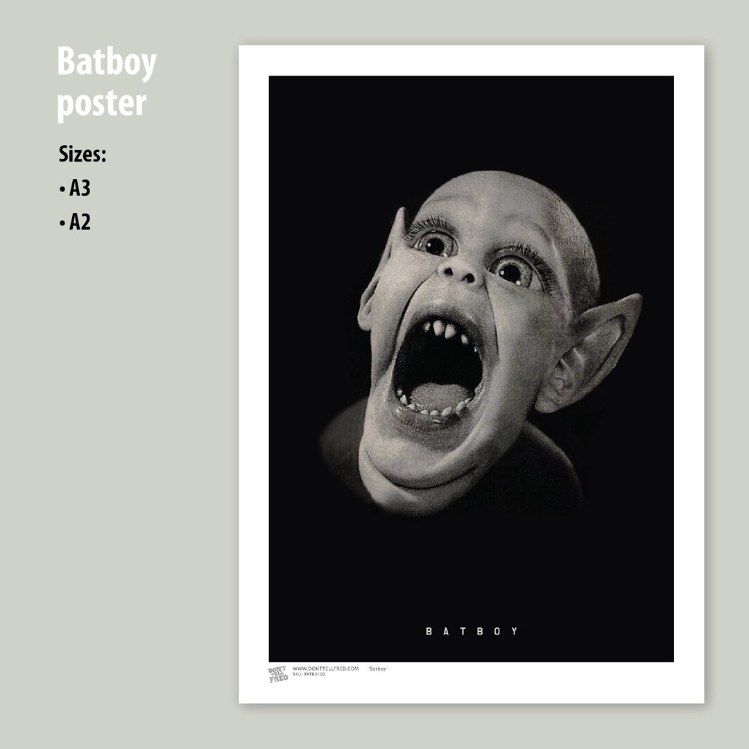 BATBOY Poster, A3, A2, Bat Poster, Batboy, Quirky, Strange, Dark, Goth ...