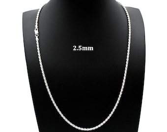 Real 925 Sterling Silver Diamond Cut Made in Italy Solid Rope Chain ...