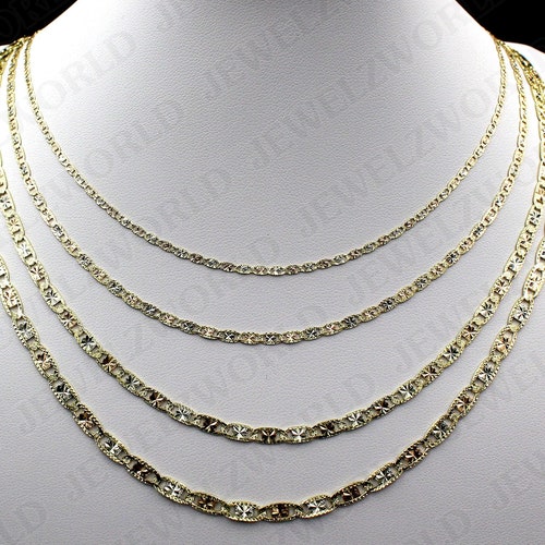 Solid 10K Tri-tone Gold Valentino Diamond Cut Chain Bracelet - Etsy