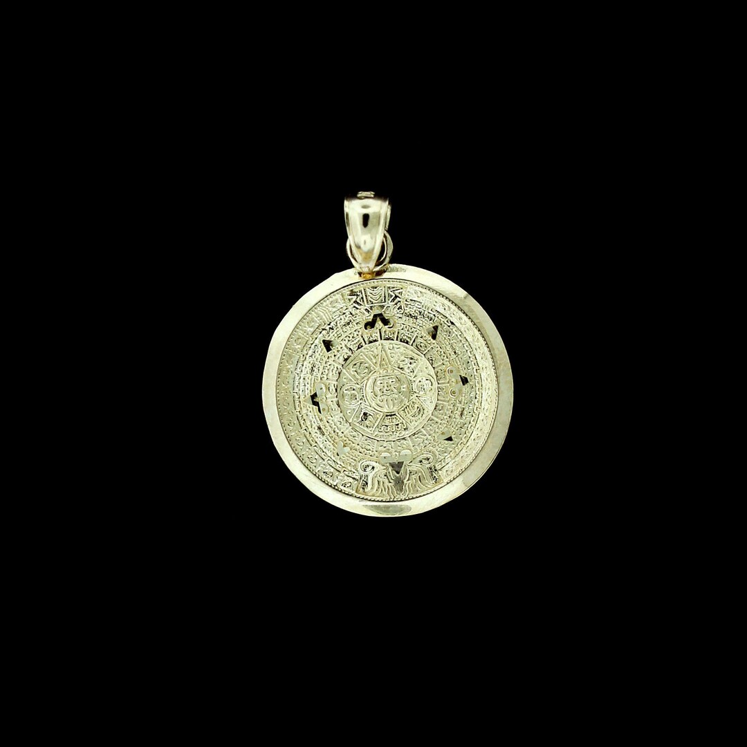Real 10K Solid Yellow Gold Aztec Mayan Sun Calendar Pendant • 10K Gold ...