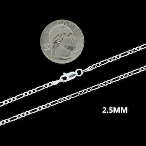 Real SOLID 925 Sterling Silver FIGARO Chain BRACELET, Italian Figaro Link Chain, 2.5MM-9MM, Mens ...